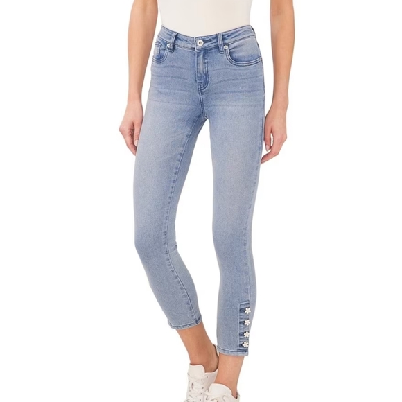CeCe | Jeans | Nwt Cece Floral Pearl Light Wash Cropped Skinny Jean ...